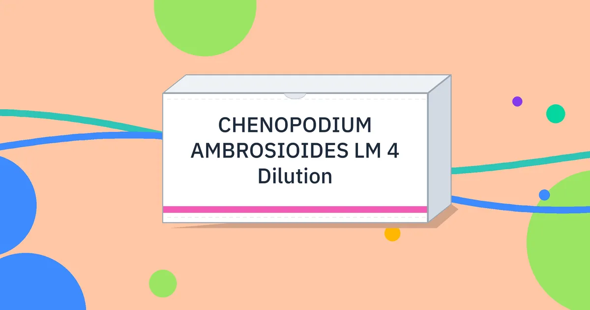 Symbolbild: Packung mit der Aufschrift CHENOPODIUM AMBROSIOIDES LM 4 Dilution (PZN 13440255) – Verfügbarkeit und Bezug in Apotheken in Frankfurt am Main