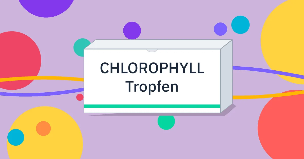 Symbolbild: Packung mit der Aufschrift CHLOROPHYLL Tropfen (PZN 19184907) – Verfügbarkeit und Bezug in Apotheken in Frankfurt am Main
