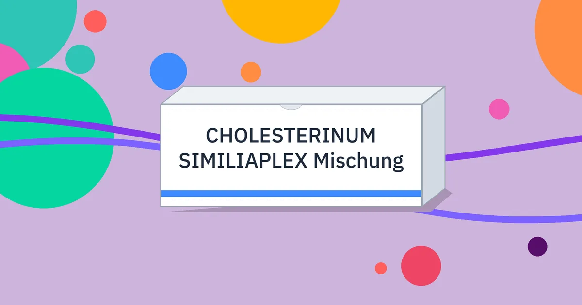 Symbolbild: Packung mit der Aufschrift CHOLESTERINUM SIMILIAPLEX Mischung (PZN 15198574) – Verfügbarkeit und Bezug in Apotheken in Frankfurt am Main