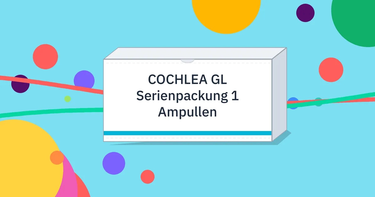 Symbolbild: Packung mit der Aufschrift COCHLEA GL Serienpackung 1 Ampullen (PZN 00847653) – Verfügbarkeit und Bezug in Apotheken in Frankfurt am Main