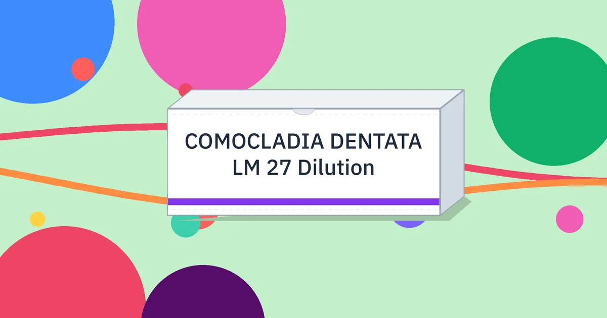 Symbolbild: Packung mit der Aufschrift COMOCLADIA DENTATA LM 27 Dilution (PZN 13449411) – Verfügbarkeit und Bezug in Apotheken in Frankfurt am Main