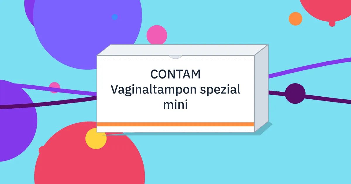 Symbolbild: Packung mit der Aufschrift CONTAM Vaginaltampon spezial mini (PZN 02450546) – Verfügbarkeit und Bezug in Apotheken in Frankfurt am Main