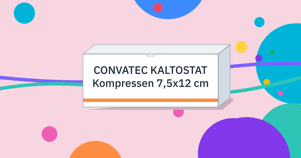 Symbolbild: Packung mit der Aufschrift CONVATEC KALTOSTAT Kompressen 7,5x12 cm (PZN 14199962) – Verfügbarkeit und Bezug in Apotheken in Frankfurt am Main