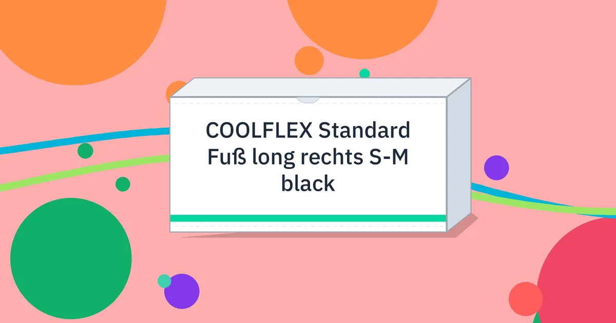 Symbolbild: Packung mit der Aufschrift COOLFLEX Standard Fuß long rechts S-M black (PZN 20382334) – Verfügbarkeit und Bezug in Apotheken in Frankfurt am Main