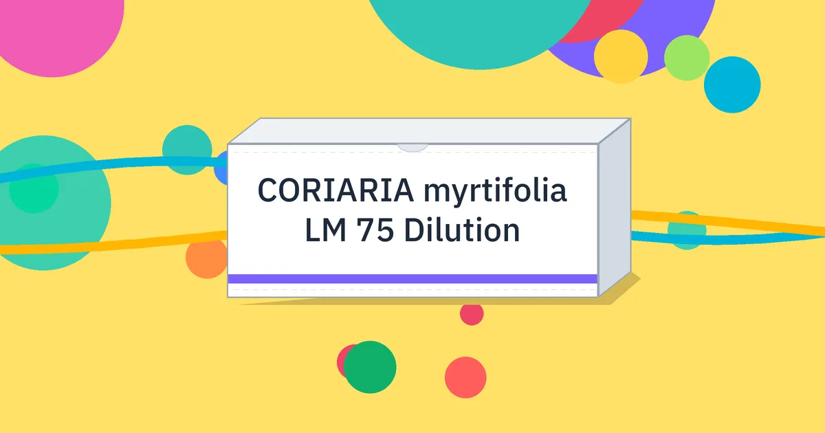 Symbolbild: Packung mit der Aufschrift CORIARIA myrtifolia LM 75 Dilution (PZN 13451945) – Verfügbarkeit und Bezug in Apotheken in Frankfurt am Main