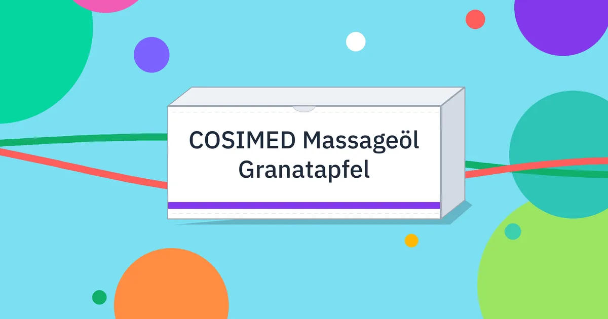 Symbolbild: Packung mit der Aufschrift COSIMED Massageöl Granatapfel (PZN 15746107) – Verfügbarkeit und Bezug in Apotheken in Frankfurt am Main