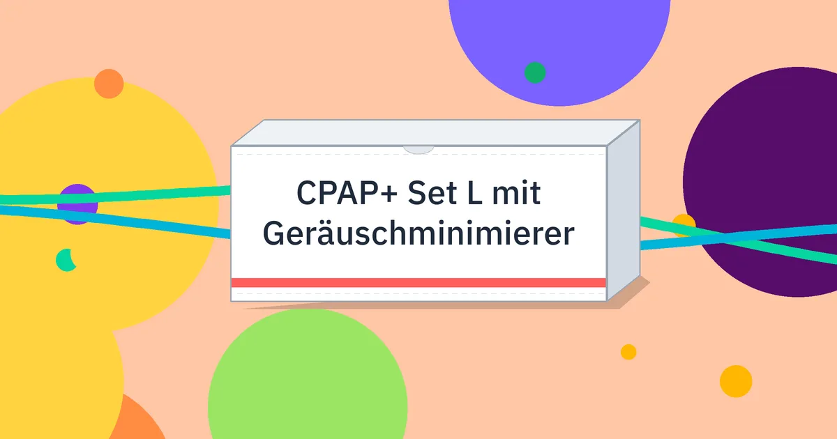 Symbolbild: Packung mit der Aufschrift CPAP+ Set L mit Geräuschminimierer (PZN 16506256) – Verfügbarkeit und Bezug in Apotheken in Frankfurt am Main