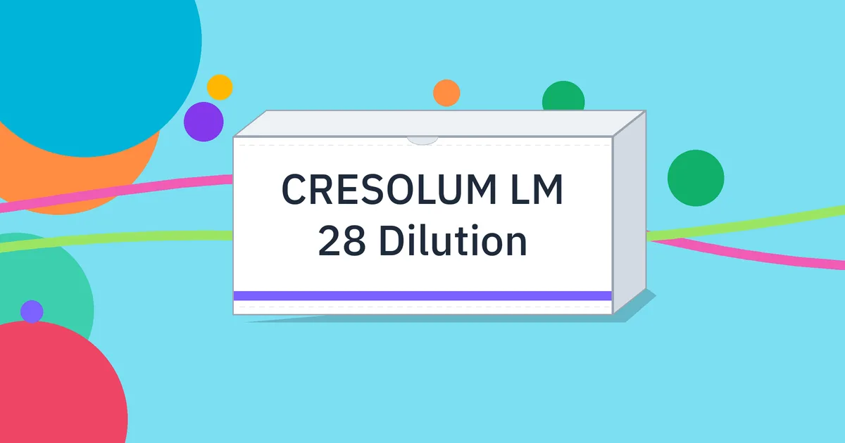 Symbolbild: Packung mit der Aufschrift CRESOLUM LM 28 Dilution (PZN 13456517) – Verfügbarkeit und Bezug in Apotheken in Frankfurt am Main