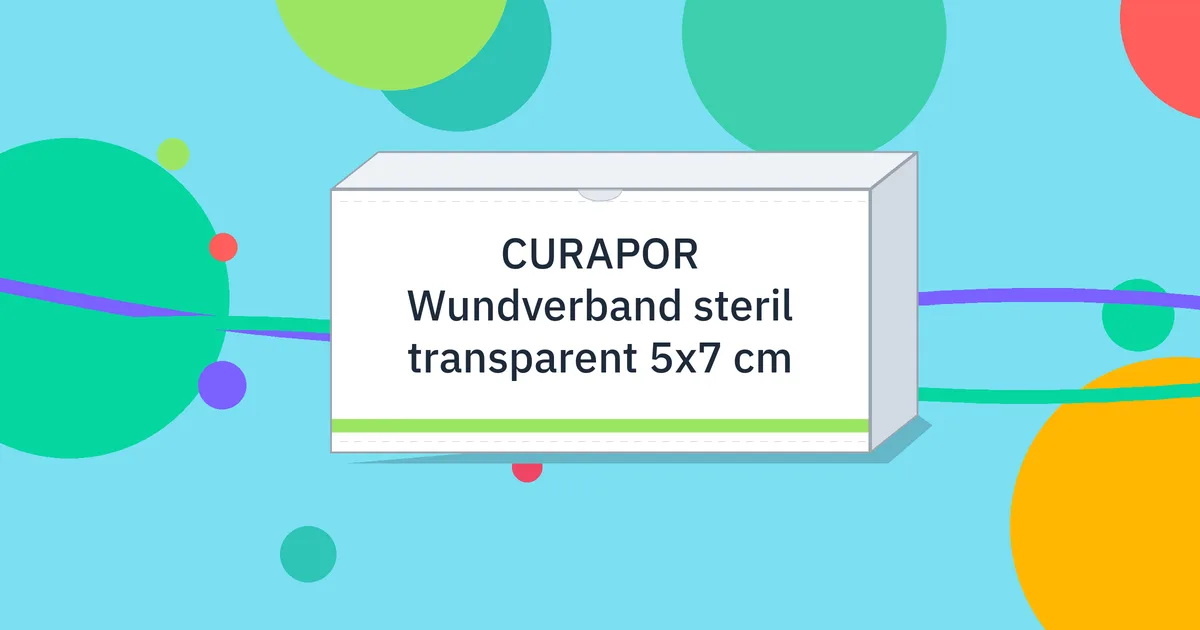 Symbolbild: Packung mit der Aufschrift CURAPOR Wundverband steril transparent 5x7 cm (PZN 20579930) – Verfügbarkeit und Bezug in Apotheken in Frankfurt am Main