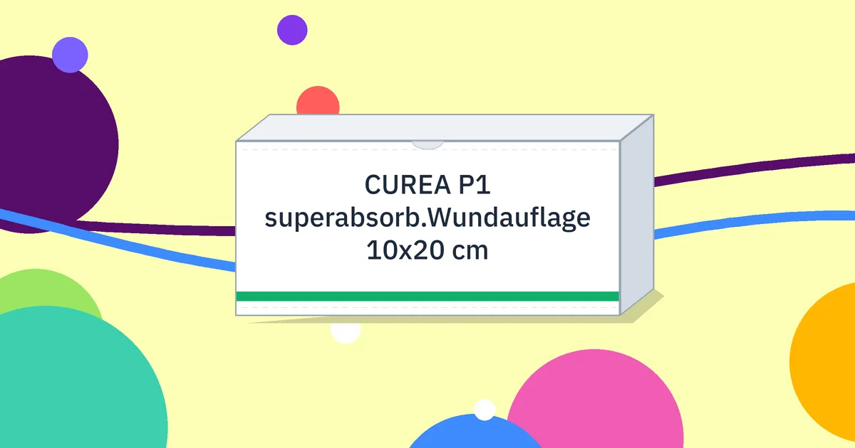 Symbolbild: Packung mit der Aufschrift CUREA P1 superabsorb.Wundauflage 10x20 cm (PZN 16005442) – Verfügbarkeit und Bezug in Apotheken in Frankfurt am Main