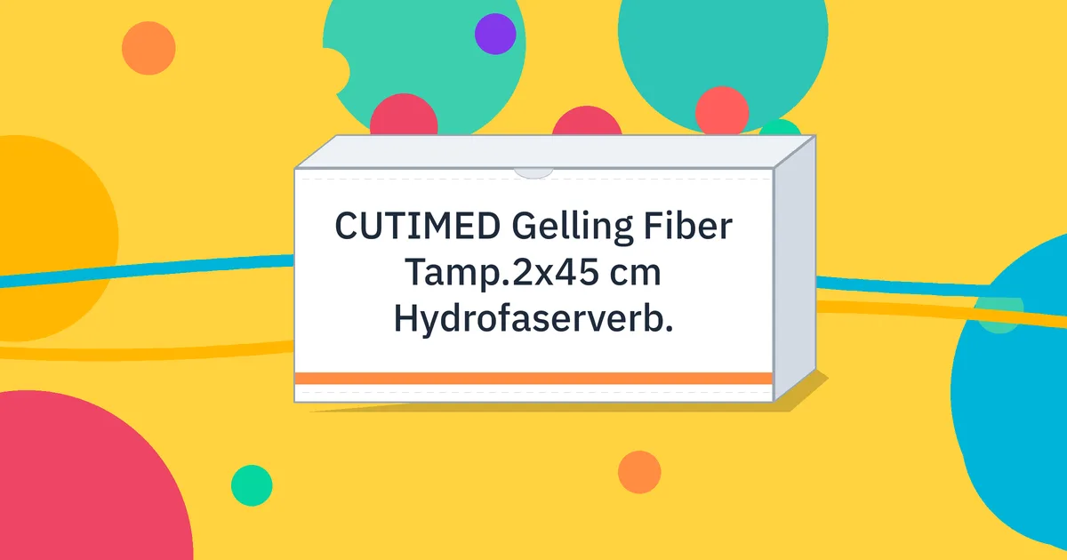 Symbolbild: Packung mit der Aufschrift CUTIMED Gelling Fiber Tamp.2x45 cm Hydrofaserverb. (PZN 19064818) – Verfügbarkeit und Bezug in Apotheken in Frankfurt am Main