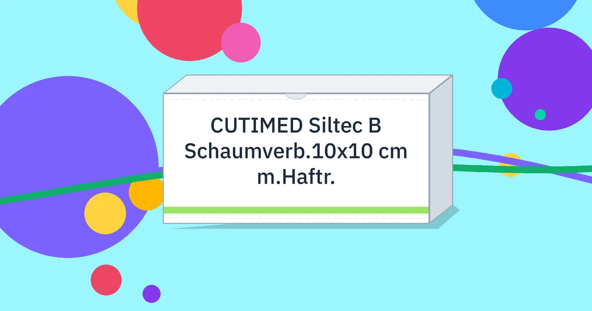 Symbolbild: Packung mit der Aufschrift CUTIMED Siltec B Schaumverb.10x10 cm m.Haftr. (PZN 12655060) – Verfügbarkeit und Bezug in Apotheken in Frankfurt am Main