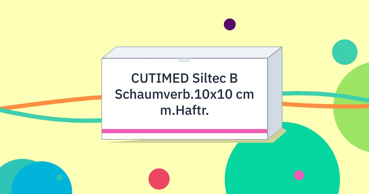 Symbolbild: Packung mit der Aufschrift CUTIMED Siltec B Schaumverb.10x10 cm m.Haftr. (PZN 17200163) – Verfügbarkeit und Bezug in Apotheken in Frankfurt am Main