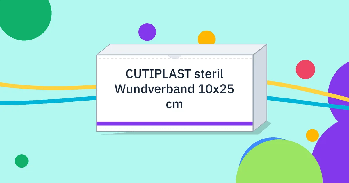 Symbolbild: Packung mit der Aufschrift CUTIPLAST steril Wundverband 10x25 cm (PZN 19700102) – Verfügbarkeit und Bezug in Apotheken in Frankfurt am Main
