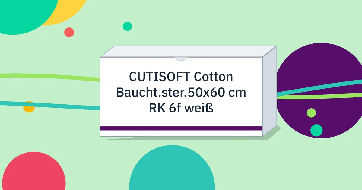 Symbolbild: Packung mit der Aufschrift CUTISOFT Cotton Baucht.ster.50x60 cm RK 6f weiß (PZN 03902855) – Verfügbarkeit und Bezug in Apotheken in Frankfurt am Main