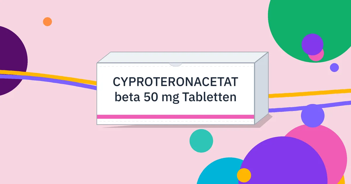 Symbolbild: Packung mit der Aufschrift CYPROTERONACETAT beta 50 mg Tabletten (PZN 06715786) – Verfügbarkeit und Bezug in Apotheken in Frankfurt am Main