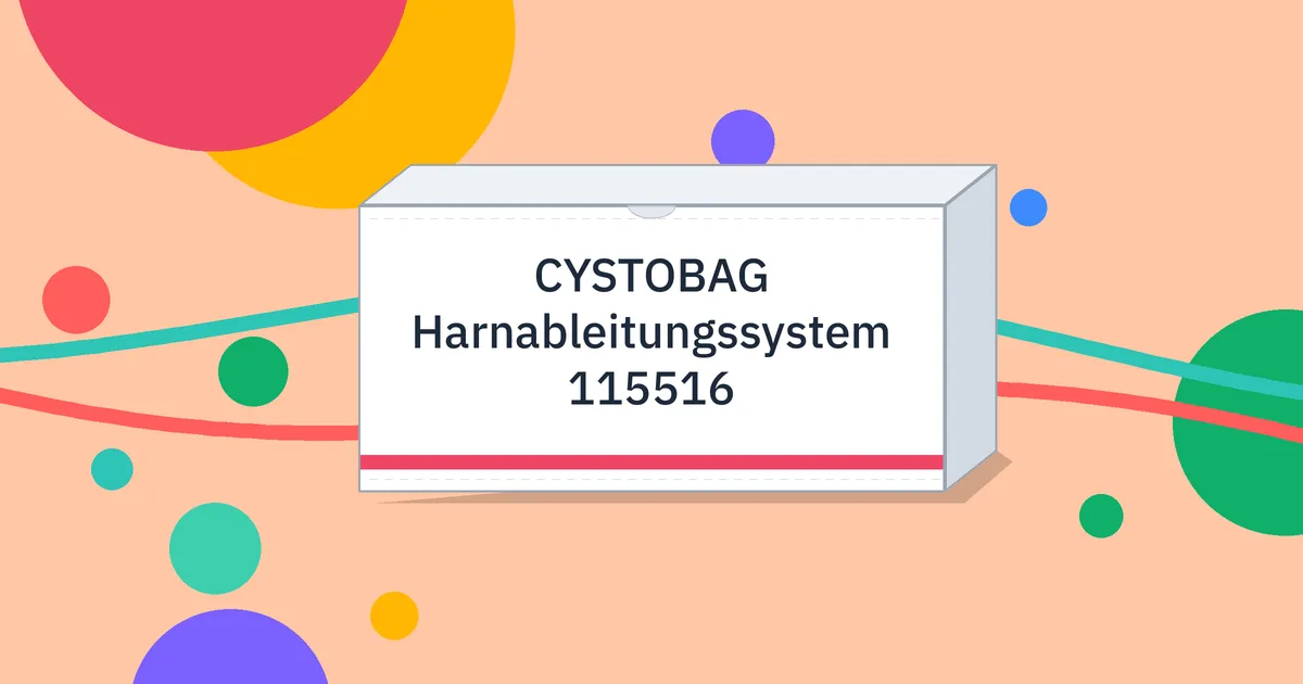 Symbolbild: Packung mit der Aufschrift CYSTOBAG Harnableitungssystem 115516 (PZN 05700558) – Verfügbarkeit und Bezug in Apotheken in Frankfurt am Main