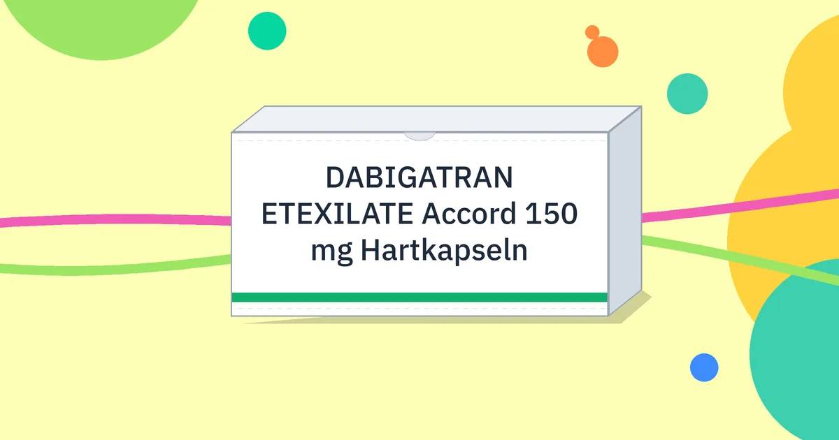 Symbolbild: Packung mit der Aufschrift DABIGATRAN ETEXILATE Accord 150 mg Hartkapseln (PZN 18407506) – Verfügbarkeit und Bezug in Apotheken in Frankfurt am Main