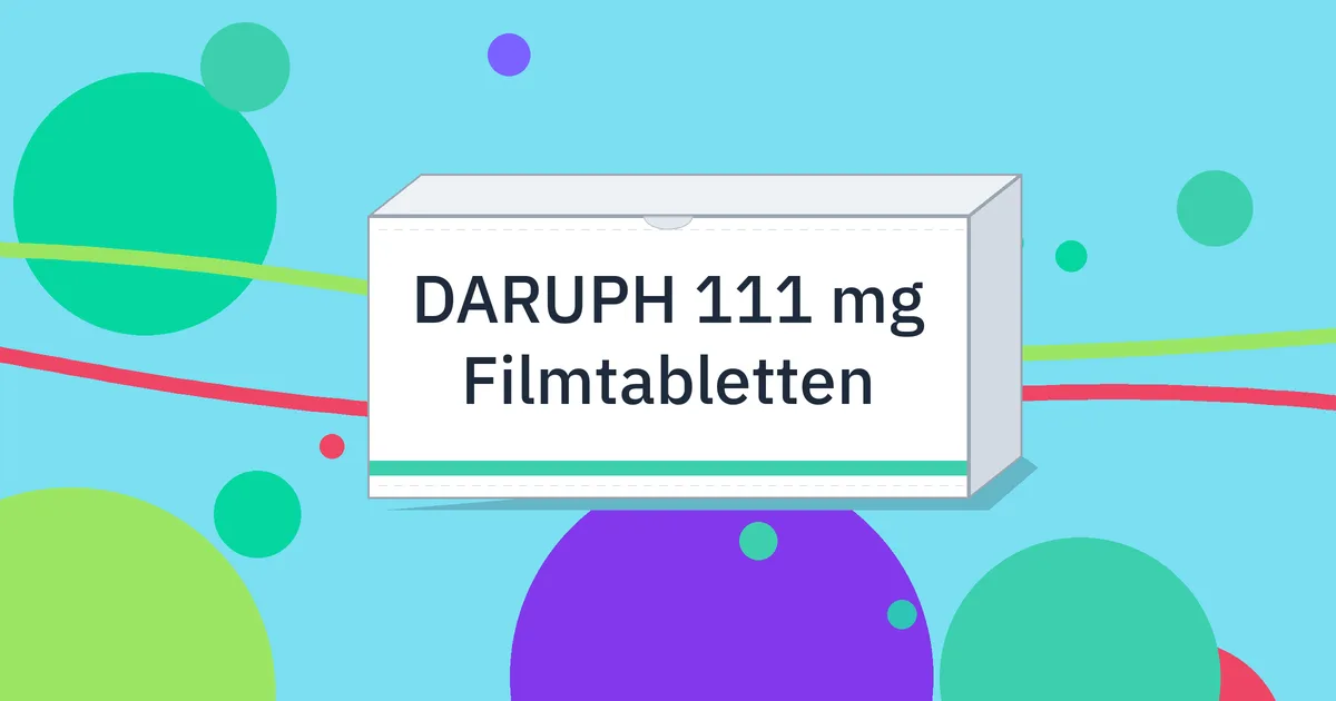 Symbolbild: Packung mit der Aufschrift DARUPH 111 mg Filmtabletten (PZN 17601100) – Verfügbarkeit und Bezug in Apotheken in Frankfurt am Main