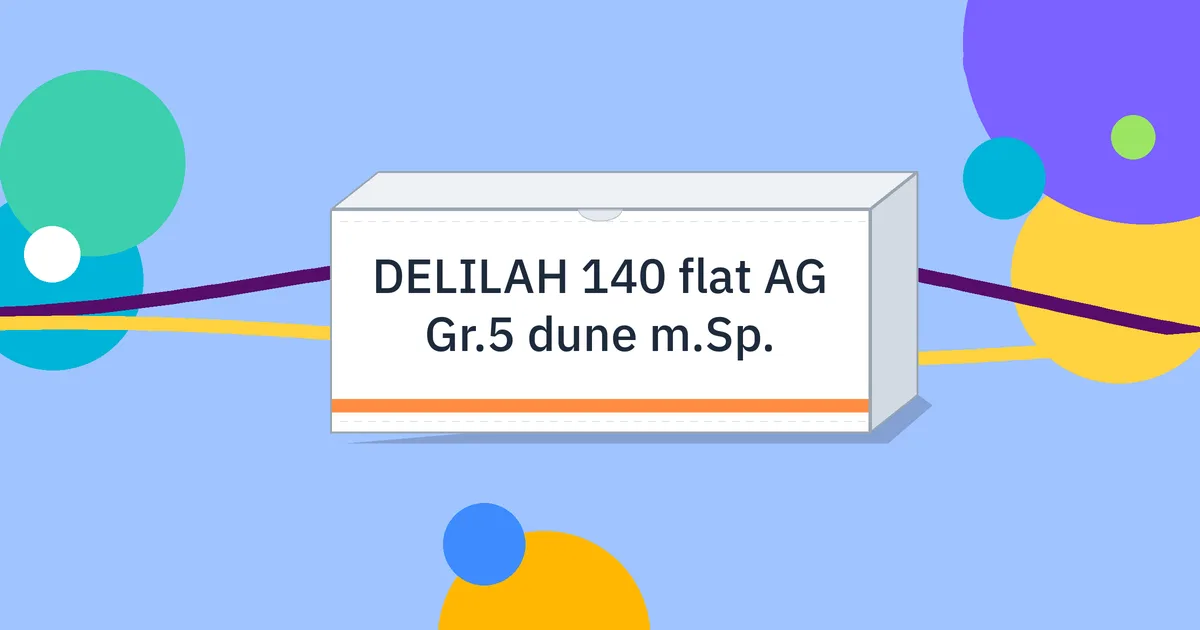 Symbolbild: Packung mit der Aufschrift DELILAH 140 flat AG Gr.5 dune m.Sp. (PZN 14247425) – Verfügbarkeit und Bezug in Apotheken in Frankfurt am Main