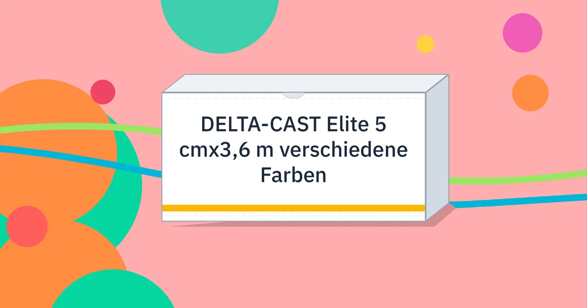 Symbolbild: Packung mit der Aufschrift DELTA-CAST Elite 5 cmx3,6 m verschiedene Farben (PZN 11330278) – Verfügbarkeit und Bezug in Apotheken in Frankfurt am Main