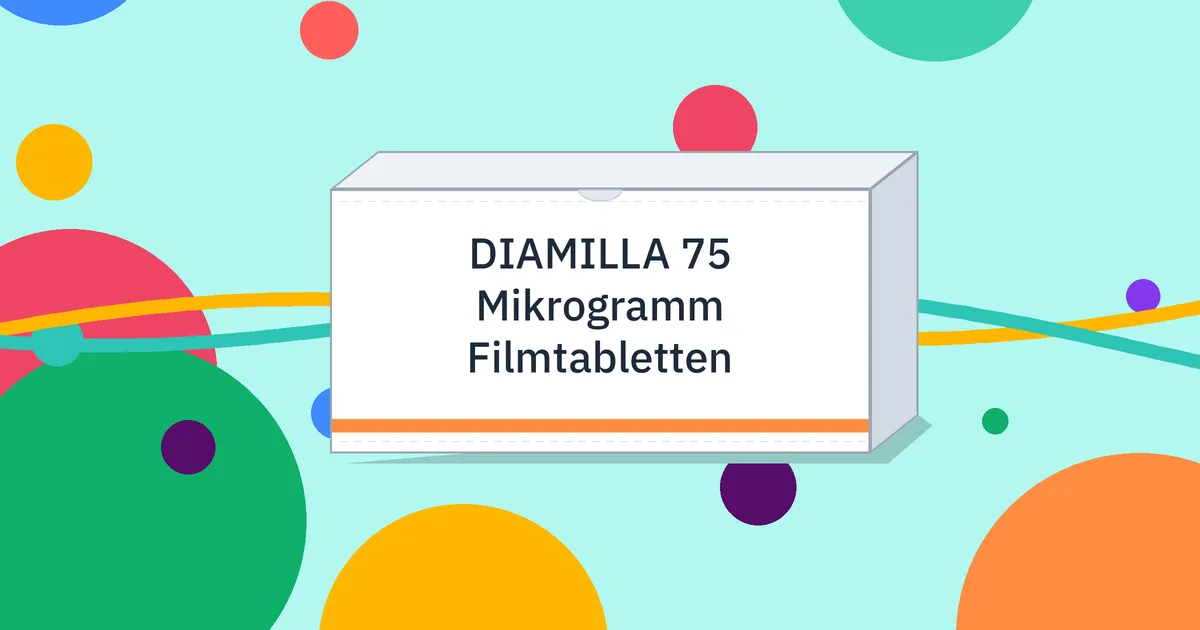 Symbolbild: Packung mit der Aufschrift DIAMILLA 75 Mikrogramm Filmtabletten (PZN 09758201) – Verfügbarkeit und Bezug in Apotheken in Frankfurt am Main