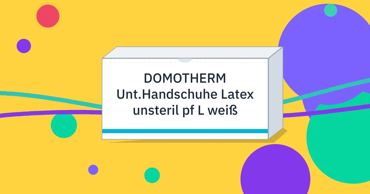 Symbolbild: Packung mit der Aufschrift DOMOTHERM Unt.Handschuhe Latex unsteril pf L weiß (PZN 17247704) – Verfügbarkeit und Bezug in Apotheken in Frankfurt am Main