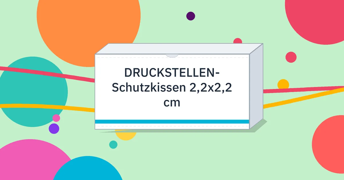 Symbolbild: Packung mit der Aufschrift DRUCKSTELLEN-Schutzkissen 2,2x2,2 cm (PZN 20160556) – Verfügbarkeit und Bezug in Apotheken in Frankfurt am Main