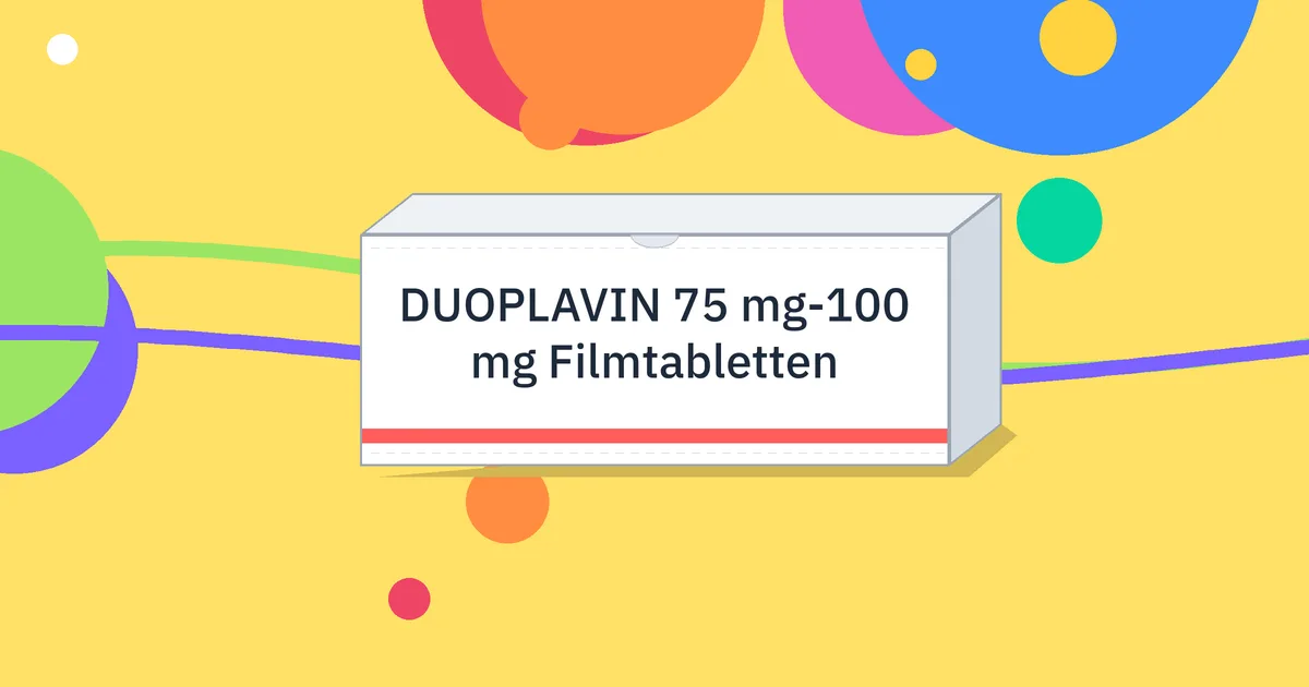 Symbolbild: Packung mit der Aufschrift DUOPLAVIN 75 mg-100 mg Filmtabletten (PZN 01237448) – Verfügbarkeit und Bezug in Apotheken in Frankfurt am Main