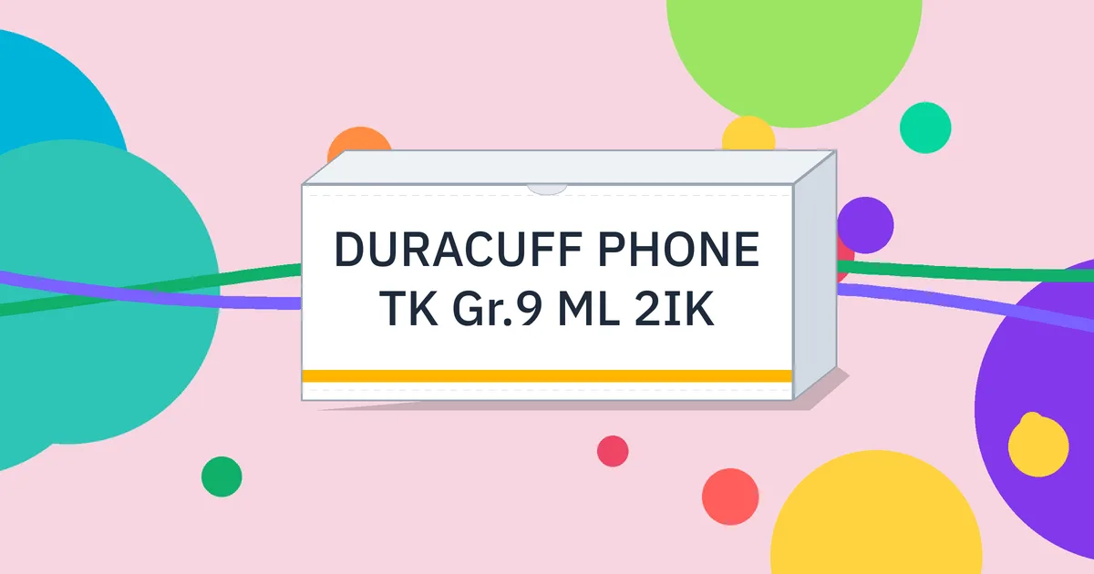 Symbolbild: Packung mit der Aufschrift DURACUFF PHONE TK Gr.9 ML 2IK (PZN 04961104) – Verfügbarkeit und Bezug in Apotheken in Frankfurt am Main