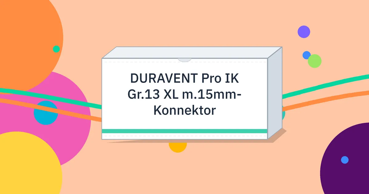Symbolbild: Packung mit der Aufschrift DURAVENT Pro IK Gr.13 XL m.15mm-Konnektor (PZN 19243219) – Verfügbarkeit und Bezug in Apotheken in Frankfurt am Main