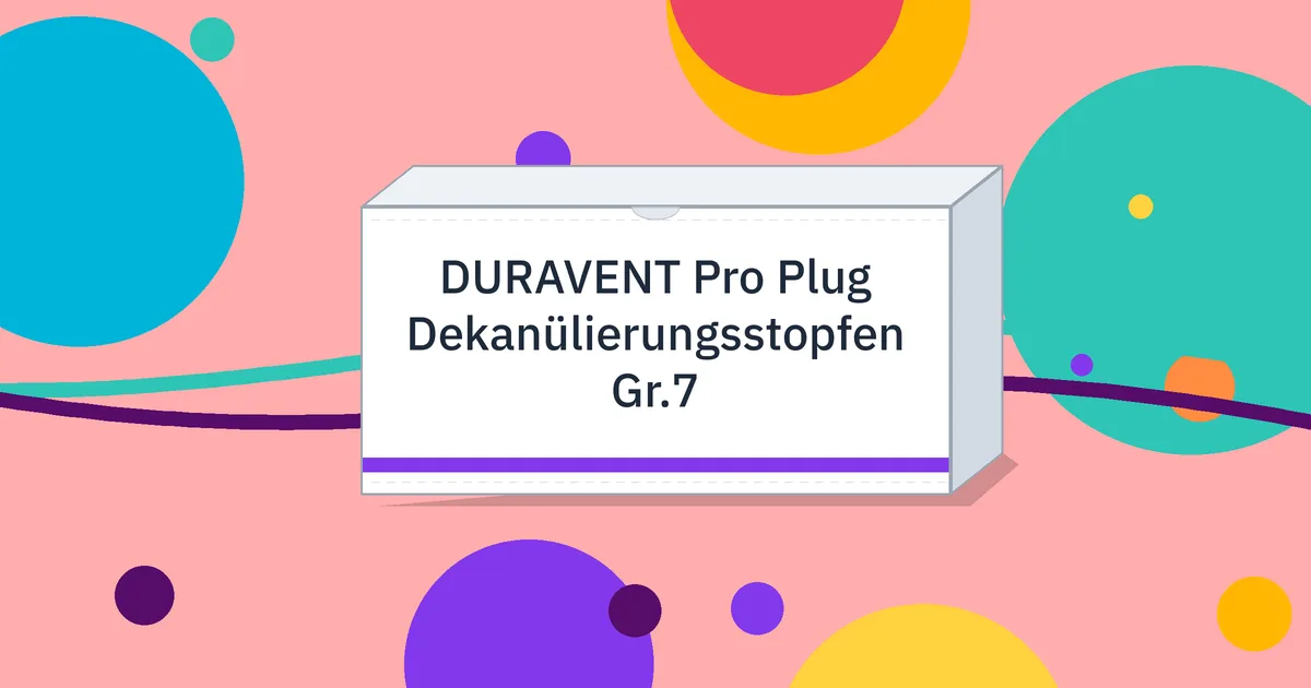 Symbolbild: Packung mit der Aufschrift DURAVENT Pro Plug Dekanülierungsstopfen Gr.7 (PZN 19272758) – Verfügbarkeit und Bezug in Apotheken in Frankfurt am Main