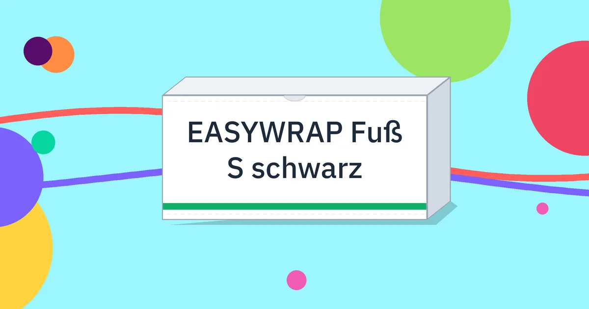 Symbolbild: Packung mit der Aufschrift EASYWRAP Fuß S schwarz (PZN 18748348) – Verfügbarkeit und Bezug in Apotheken in Frankfurt am Main