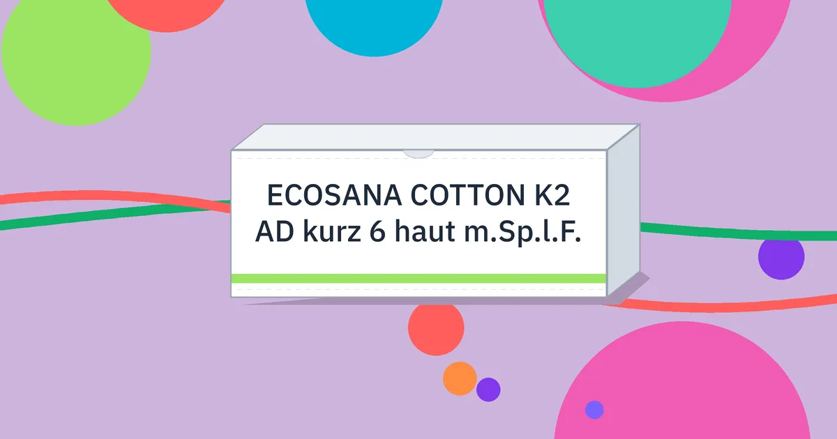 Symbolbild: Packung mit der Aufschrift ECOSANA COTTON K2 AD kurz 6 haut m.Sp.l.F. (PZN 16948391) – Verfügbarkeit und Bezug in Apotheken in Frankfurt am Main