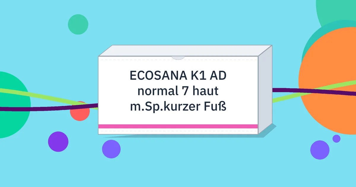 Symbolbild: Packung mit der Aufschrift ECOSANA K1 AD normal 7 haut m.Sp.kurzer Fuß (PZN 04725510) – Verfügbarkeit und Bezug in Apotheken in Frankfurt am Main