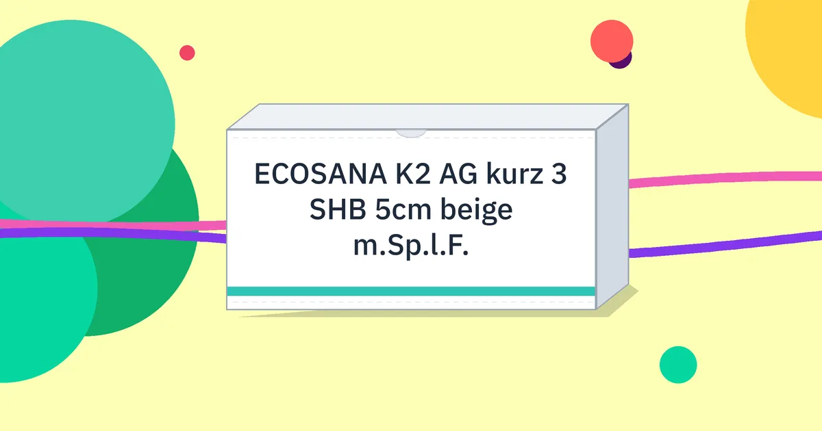 Symbolbild: Packung mit der Aufschrift ECOSANA K2 AG kurz 3 SHB 5cm beige m.Sp.l.F. (PZN 10955125) – Verfügbarkeit und Bezug in Apotheken in Frankfurt am Main