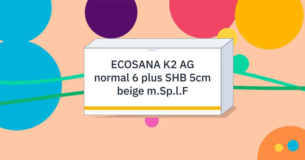 Symbolbild: Packung mit der Aufschrift ECOSANA K2 AG normal 6 plus SHB 5cm beige m.Sp.l.F (PZN 10957609) – Verfügbarkeit und Bezug in Apotheken in Frankfurt am Main