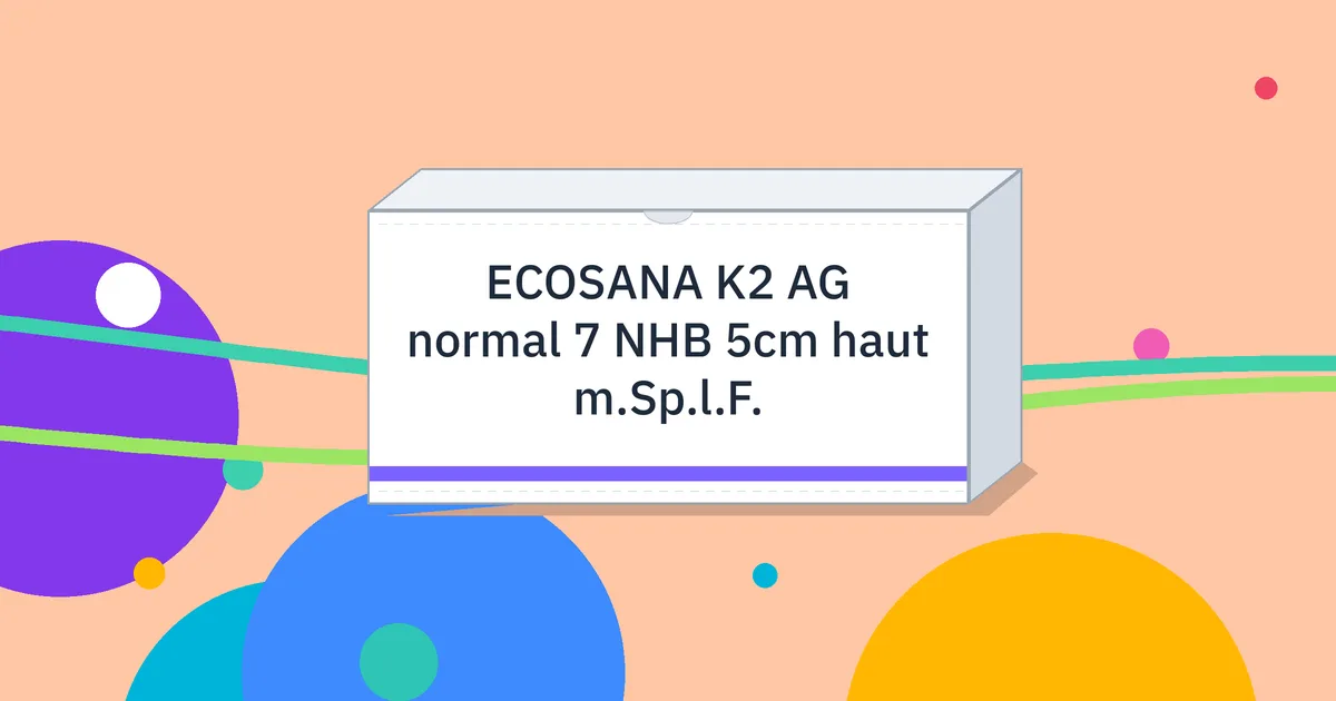 Symbolbild: Packung mit der Aufschrift ECOSANA K2 AG normal 7 NHB 5cm haut m.Sp.l.F. (PZN 10956840) – Verfügbarkeit und Bezug in Apotheken in Frankfurt am Main