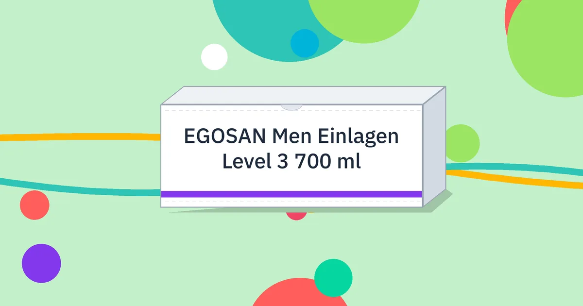 Symbolbild: Packung mit der Aufschrift EGOSAN Men Einlagen Level 3 700 ml (PZN 16803758) – Verfügbarkeit und Bezug in Apotheken in Frankfurt am Main