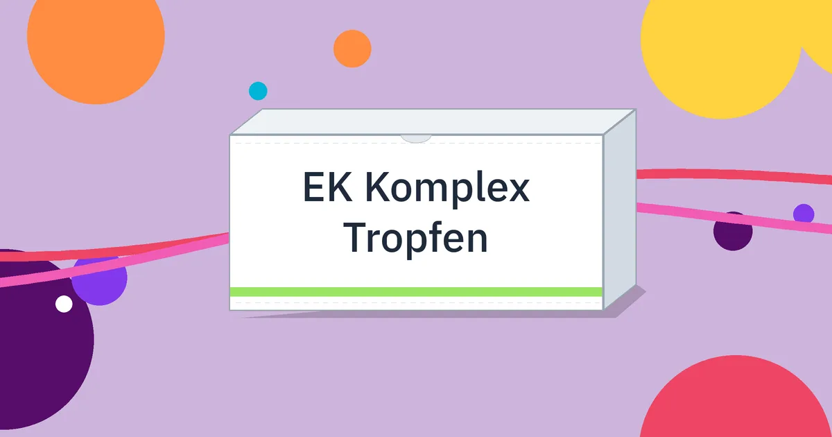 Symbolbild: Packung mit der Aufschrift EK Komplex Tropfen (PZN 03825215) – Verfügbarkeit und Bezug in Apotheken in Frankfurt am Main