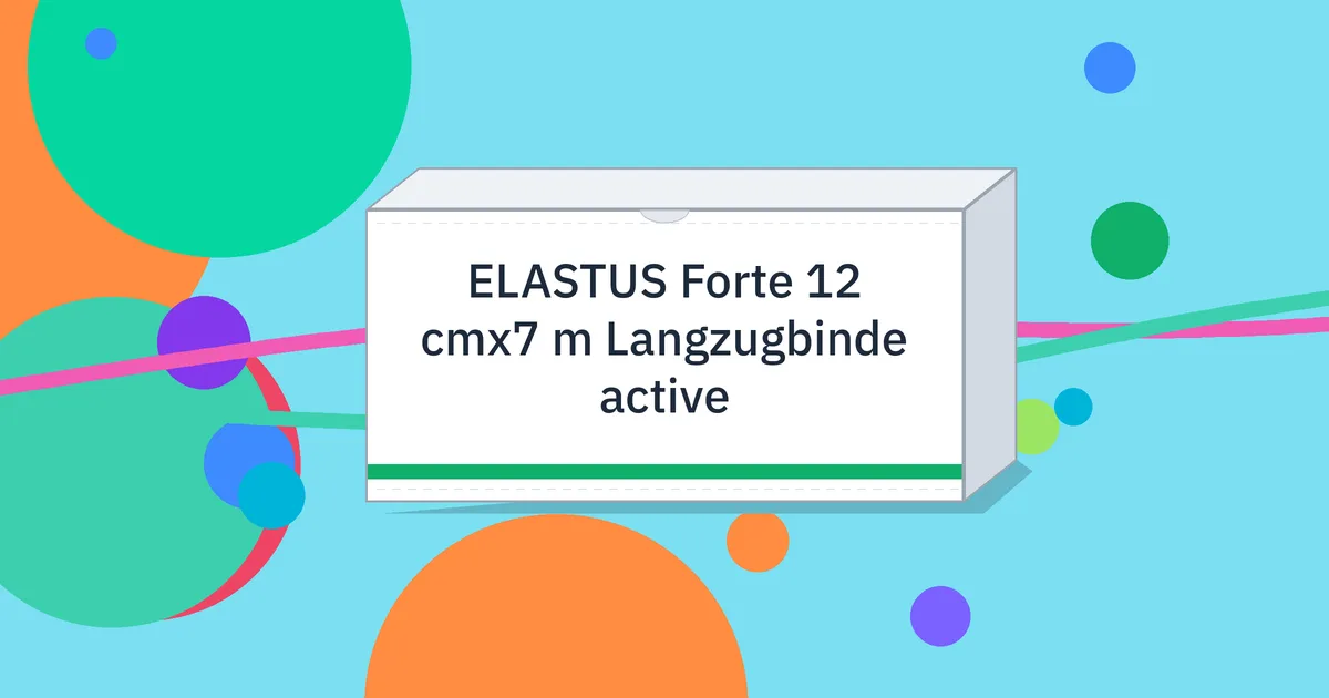 Symbolbild: Packung mit der Aufschrift ELASTUS Forte 12 cmx7 m Langzugbinde active (PZN 04839024) – Verfügbarkeit und Bezug in Apotheken in Frankfurt am Main