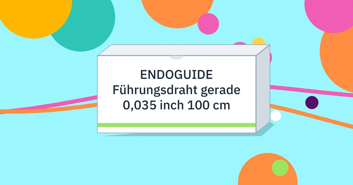 Symbolbild: Packung mit der Aufschrift ENDOGUIDE Führungsdraht gerade 0,035 inch 100 cm (PZN 06331548) – Verfügbarkeit und Bezug in Apotheken in Frankfurt am Main