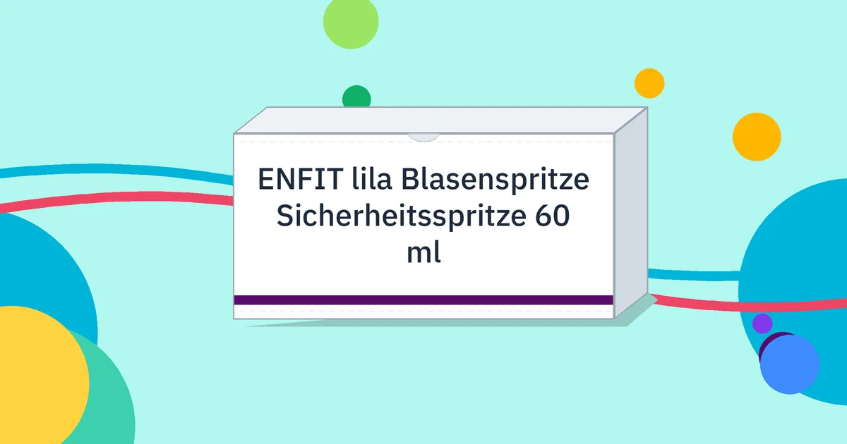Symbolbild: Packung mit der Aufschrift ENFIT lila Blasenspritze Sicherheitsspritze 60 ml (PZN 16735028) – Verfügbarkeit und Bezug in Apotheken in Frankfurt am Main