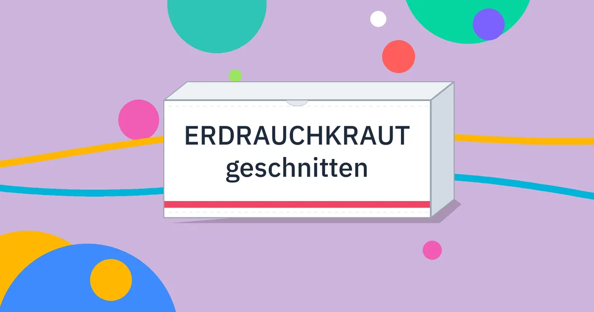 Symbolbild: Packung mit der Aufschrift ERDRAUCHKRAUT geschnitten (PZN 14031346) – Verfügbarkeit und Bezug in Apotheken in Frankfurt am Main