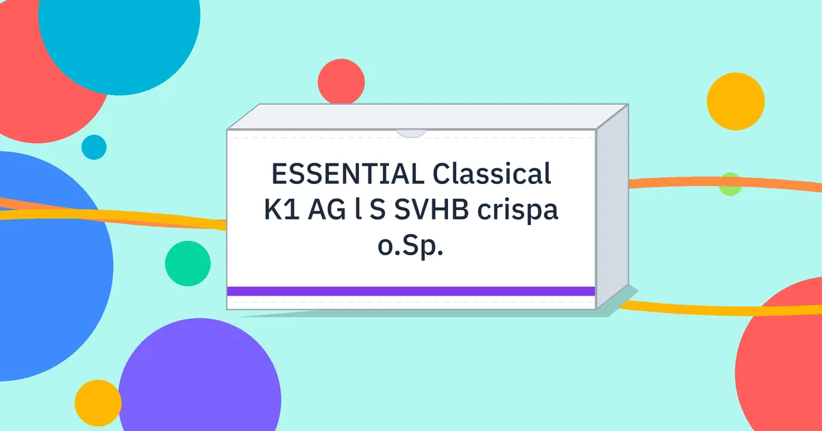 Symbolbild: Packung mit der Aufschrift ESSENTIAL Classical K1 AG l S SVHB crispa o.Sp. (PZN 18420205) – Verfügbarkeit und Bezug in Apotheken in Frankfurt am Main