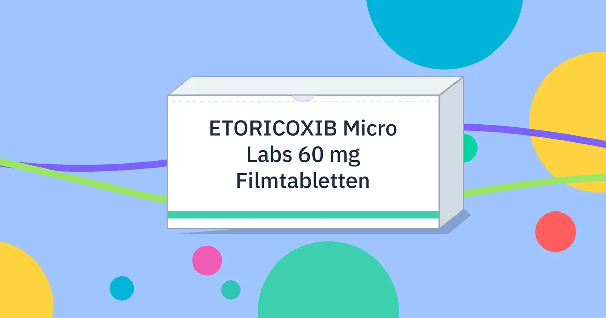 Symbolbild: Packung mit der Aufschrift ETORICOXIB Micro Labs 60 mg Filmtabletten (PZN 12637808) – Verfügbarkeit und Bezug in Apotheken in Frankfurt am Main