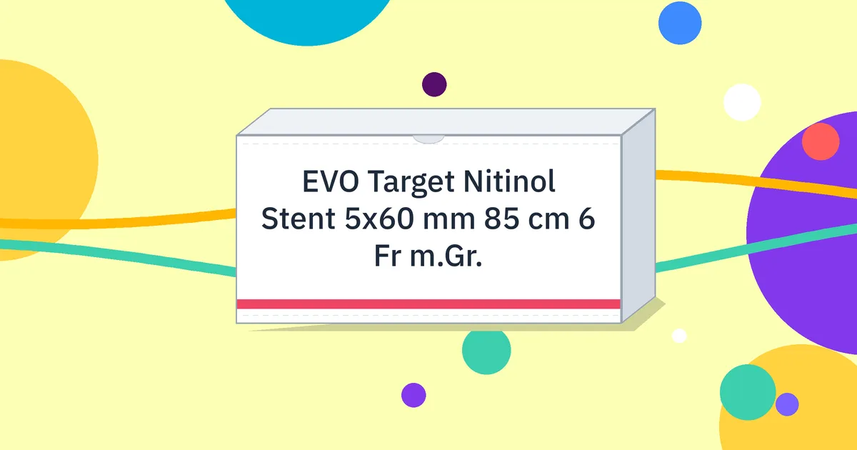Symbolbild: Packung mit der Aufschrift EVO Target Nitinol Stent 5x60 mm 85 cm 6 Fr m.Gr. (PZN 00092568) – Verfügbarkeit und Bezug in Apotheken in Frankfurt am Main