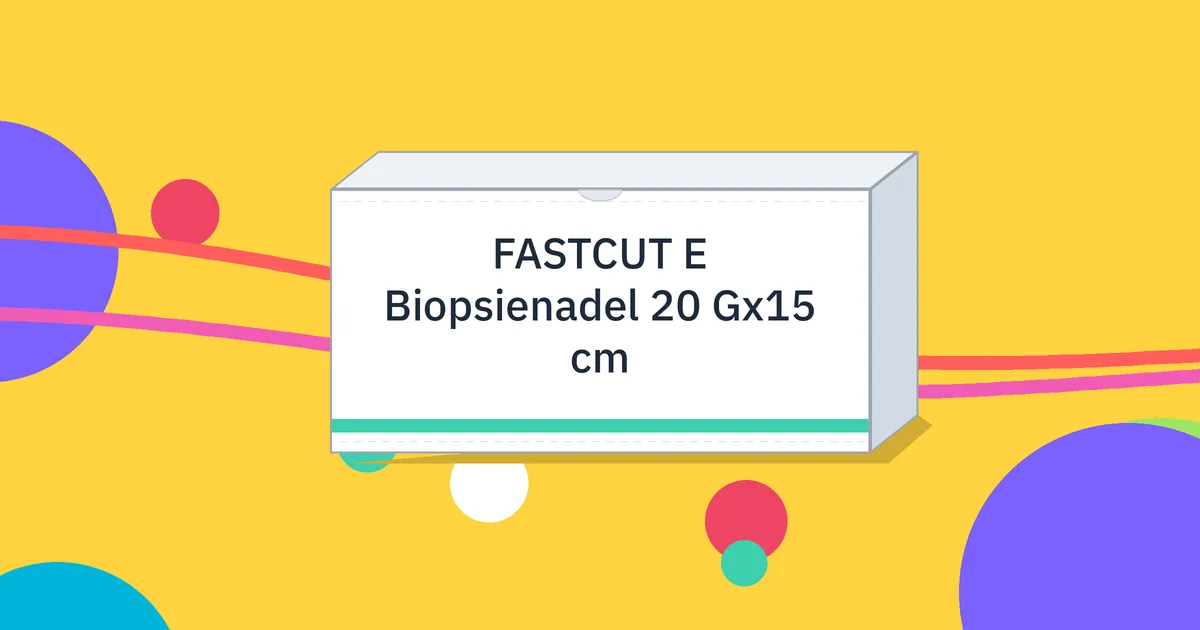 Symbolbild: Packung mit der Aufschrift FASTCUT E Biopsienadel 20 Gx15 cm (PZN 16946707) – Verfügbarkeit und Bezug in Apotheken in Frankfurt am Main