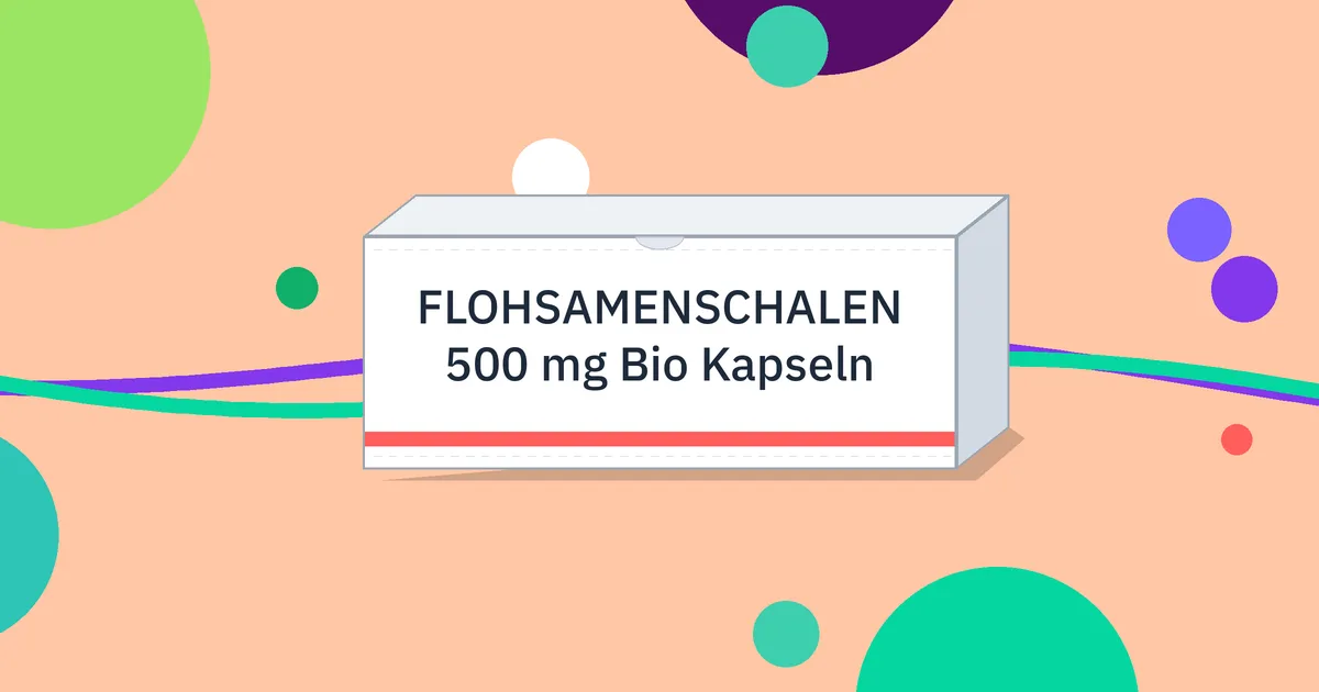 Symbolbild: Packung mit der Aufschrift FLOHSAMENSCHALEN 500 mg Bio Kapseln (PZN 14355043) – Verfügbarkeit und Bezug in Apotheken in Frankfurt am Main