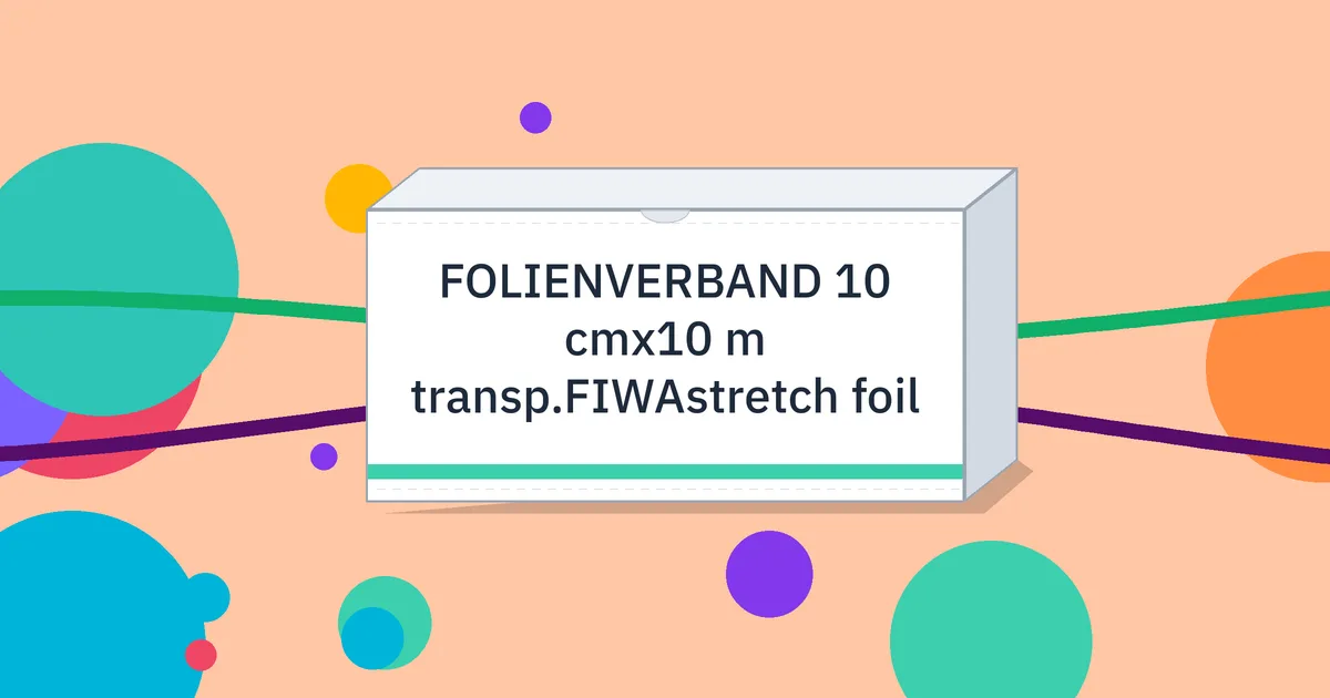 Symbolbild: Packung mit der Aufschrift FOLIENVERBAND 10 cmx10 m transp.FIWAstretch foil (PZN 11860622) – Verfügbarkeit und Bezug in Apotheken in Frankfurt am Main